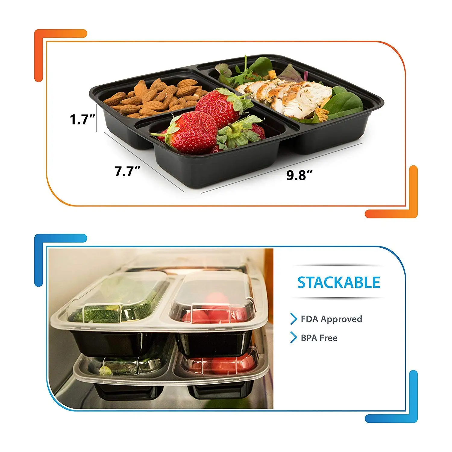 Amazon Best Seller Take Away Microwavable Meal Prep Containers 3 ...