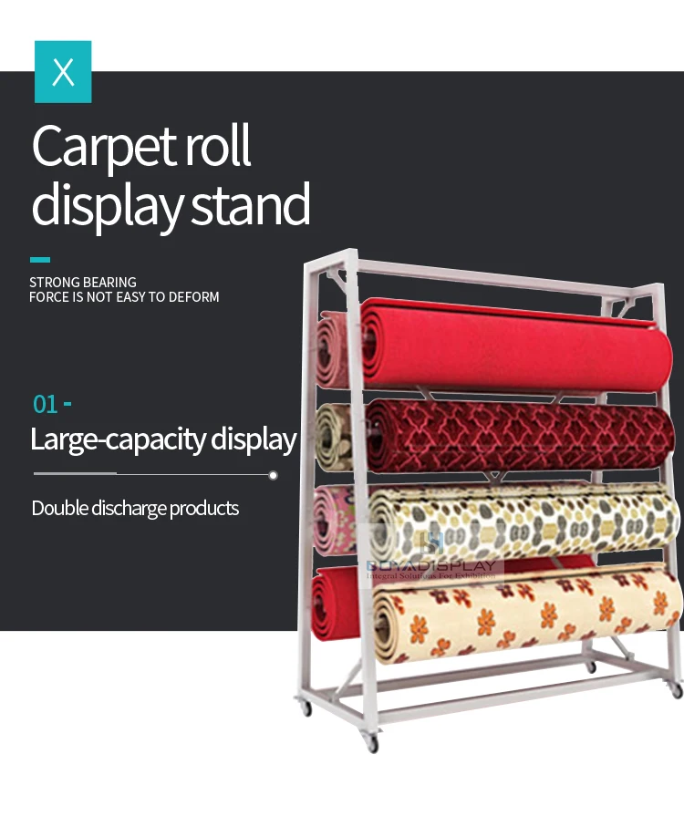 Boya Displays Customized New Design Boucle Metal System Roll Rug Stand ...