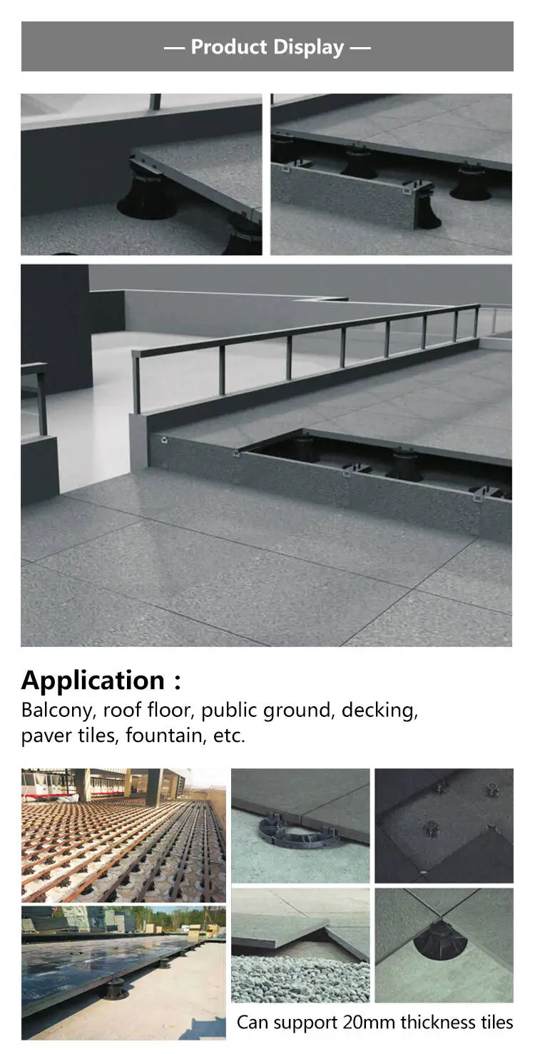 Outdoor Roof Deck Raised Floor Tile Paving Onsite Adjustable Plastic ...