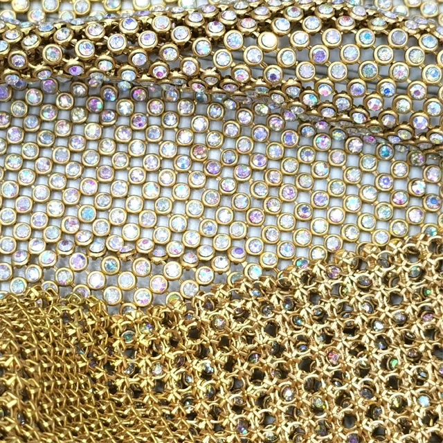 S093120*45cm Iron On Crystal Rhinestone Metal Mesh Diamond Rhinestone ...