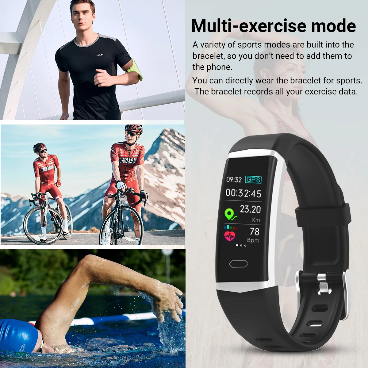 Gps Smart Armband 4 Met Dynamische Hartslag Activiteit Fitness Tracker ...