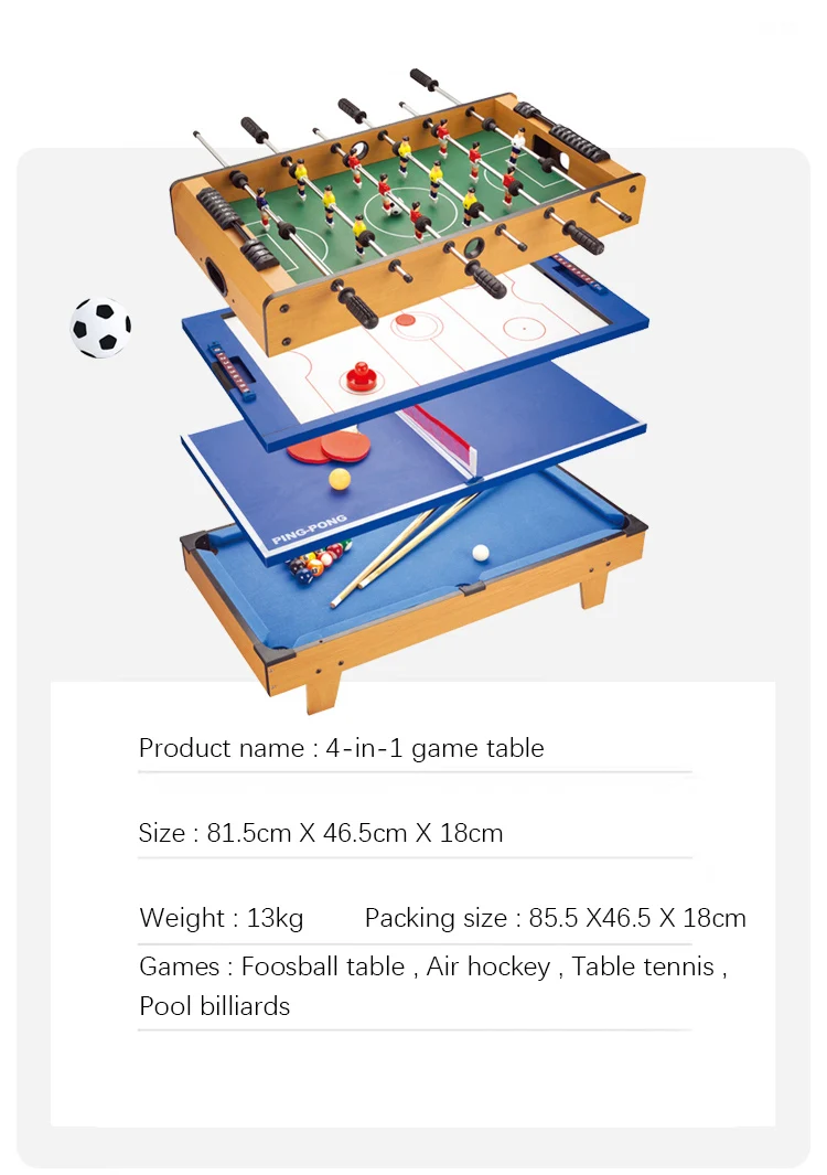 4-in-1 Mini Game Table Pool Billiard Air Hockey Foosball Table Tennis ...