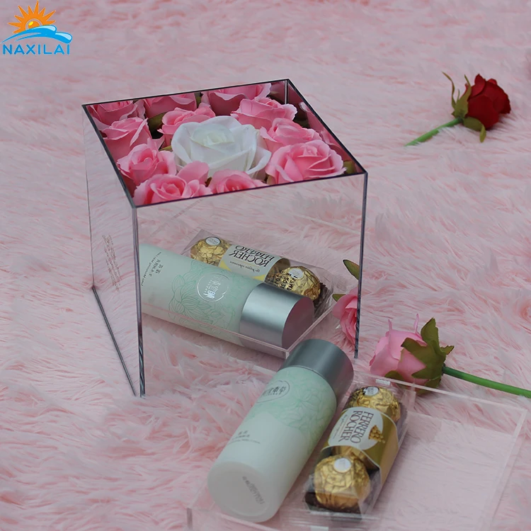 Promotional Large Luxury Acrylic Flower Box Clear Acrylic Flower Box ...