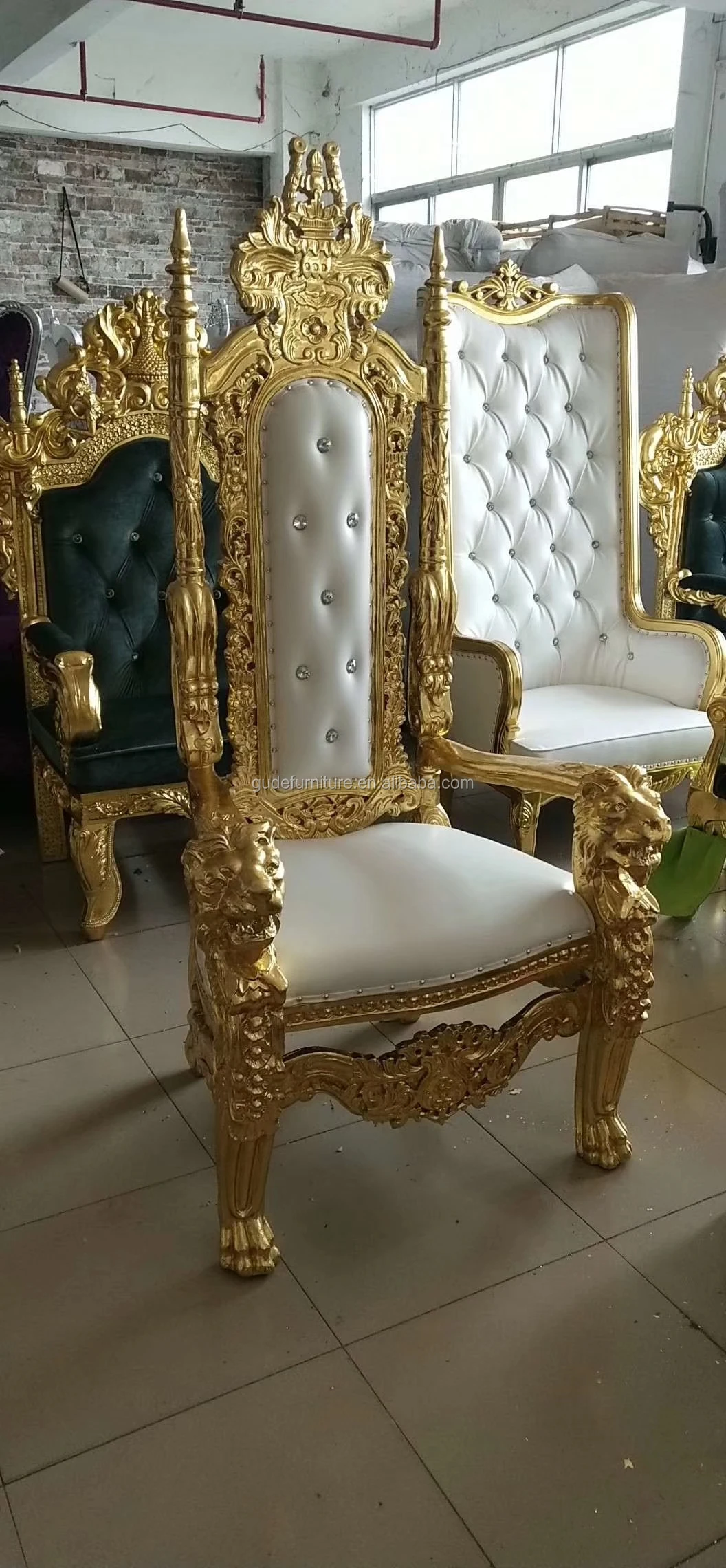 Shop Our New Design Royal Gold Wooden Frame Throne Chairs