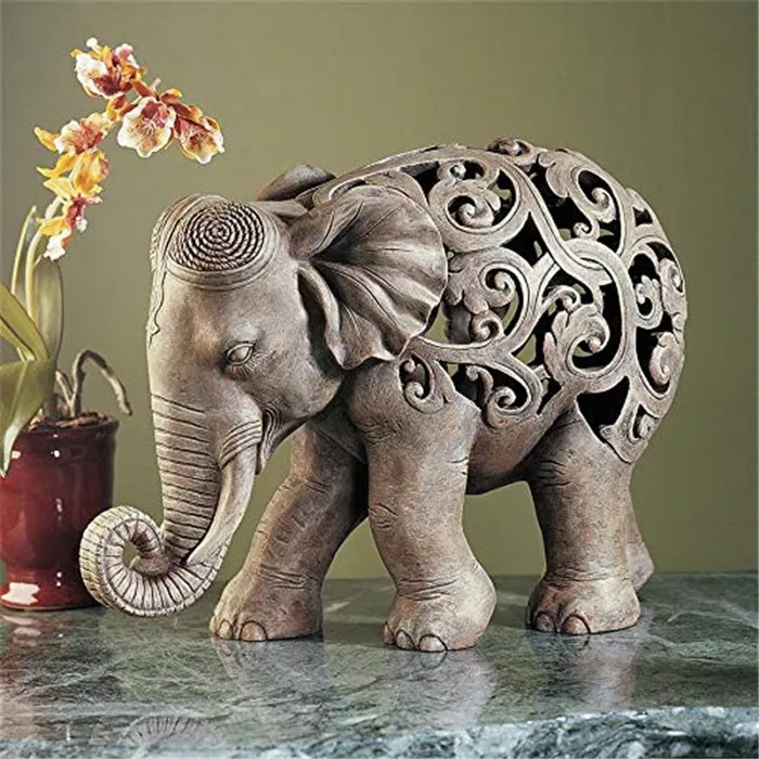Resin Elephant Sculpture Anjan the Elephant Indian Decor Jali Animal ...