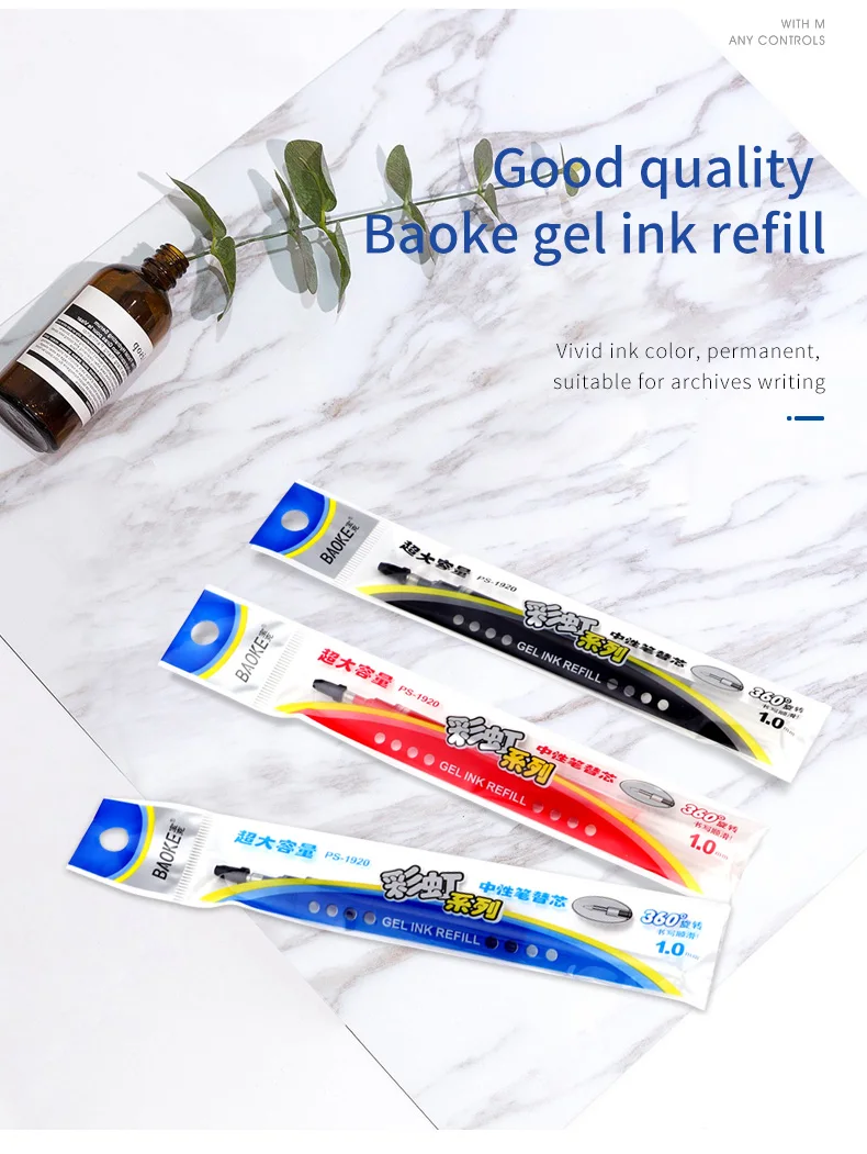 BAOKE Smooth Writing Refill 1.0mm Gel Ink Pen with Jumbo Capacity