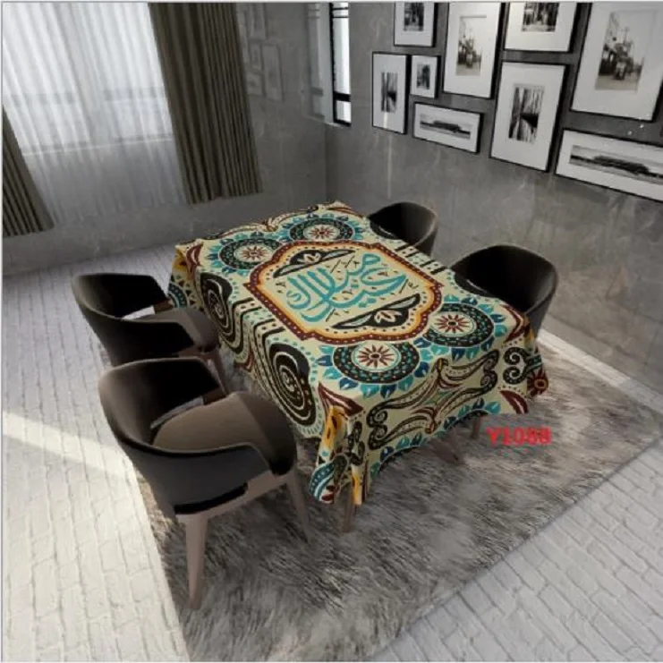 Stain Resistant Waterproof Table Cloth With Star And Moon Art Arabic ...