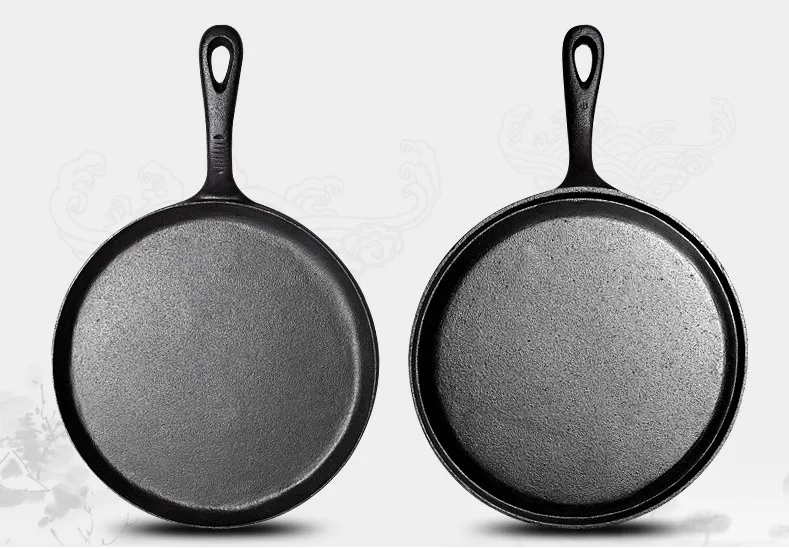 Cast Iron Griddle Round Flat 10.5-inch Pre-seasoned Frying Pan Pancake ...