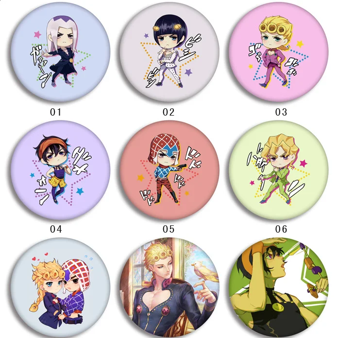 JOJO Anime Button Badge - Cute Tinplate Pin with Magnet