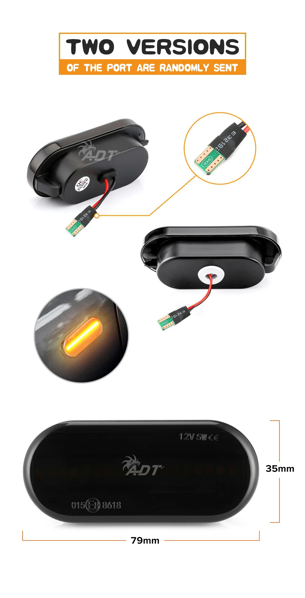 Adt 2xsmoked Lens Led Dynamic Side Marker Signal Light For Bora Golf3 ...