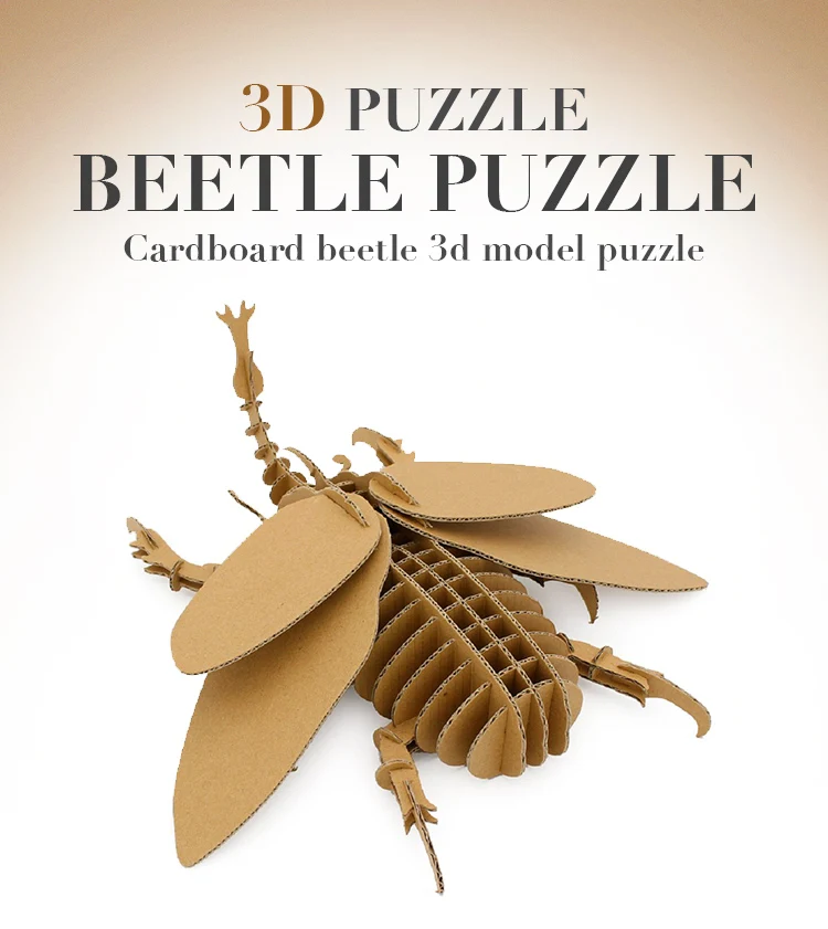 Cardboard Beetle Miniature 3D Model Puzzle - Educational Toy