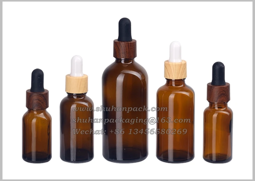 1oz Empty Cosmetic Bottle - Bamboo Dropper & Frosted Brown Glass