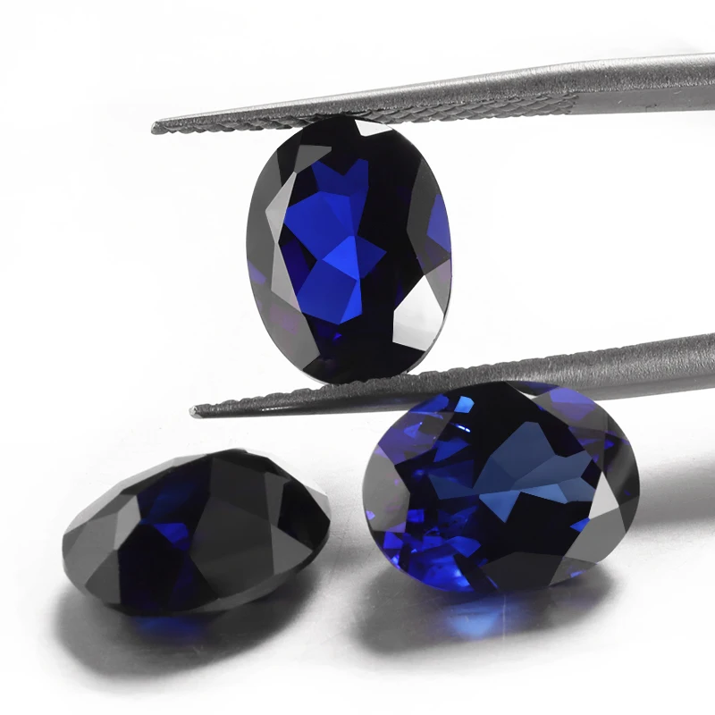 Lab Blue Sapphire 10x12mm Oval Cut Lab Grown Synthetic Loose Gemstone ...
