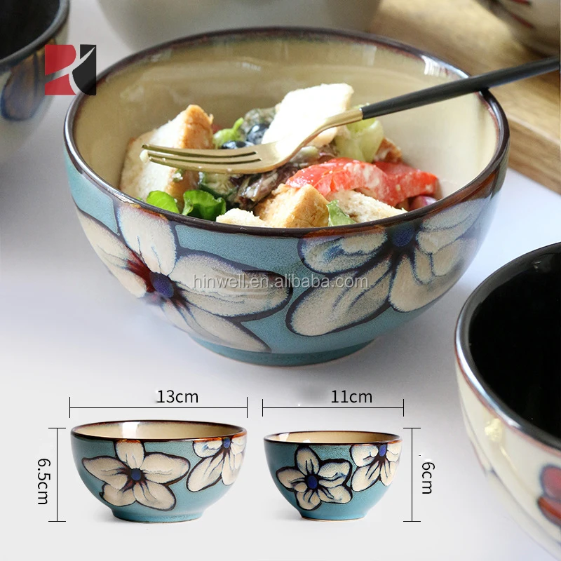 Custom Restaurant Japanese Rice and Ramen Bowl Set Hand Painted Ceramic ...