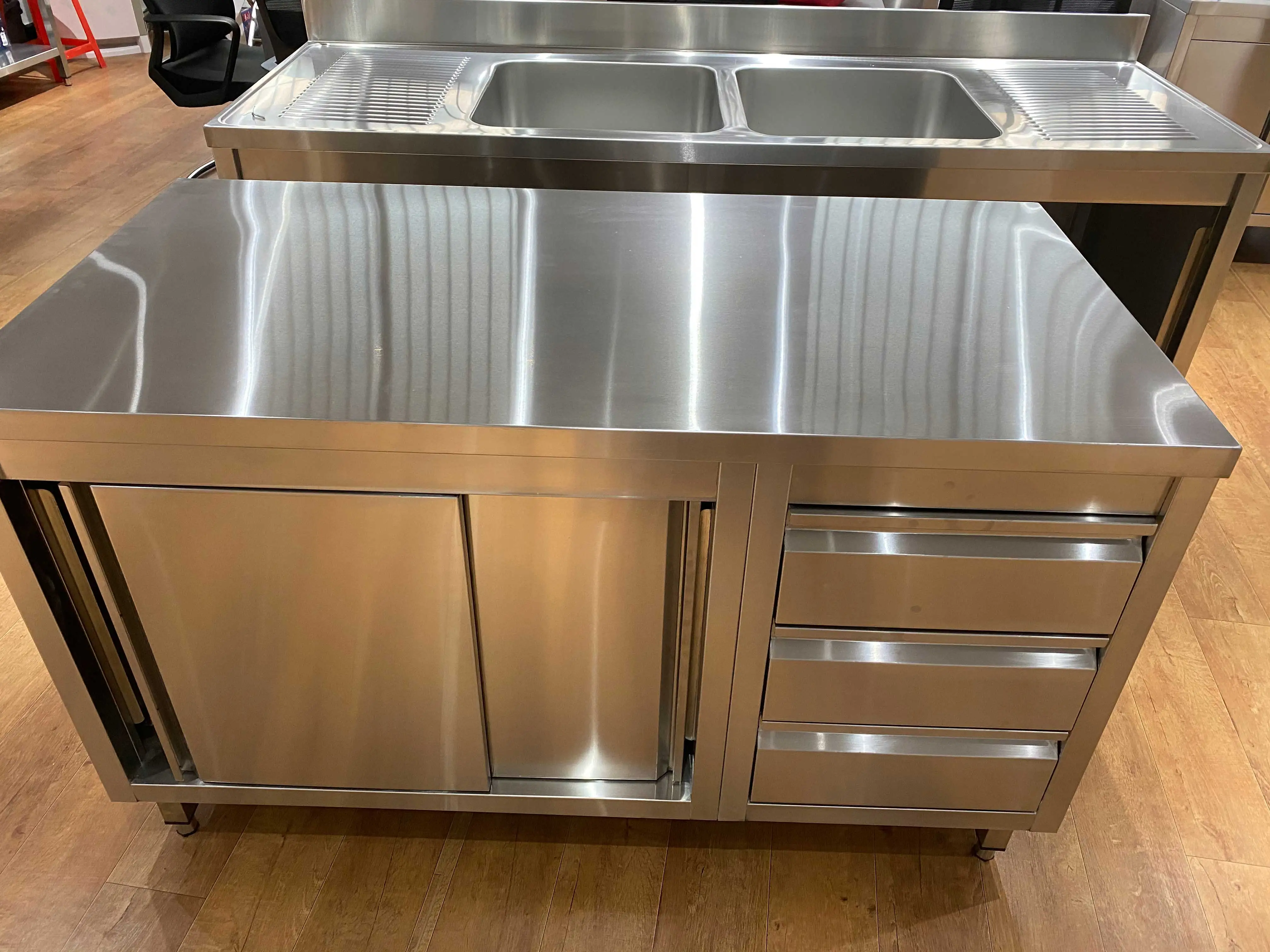 Stainless Steel Worktable with Sink Drain - Perfect for Canteens
