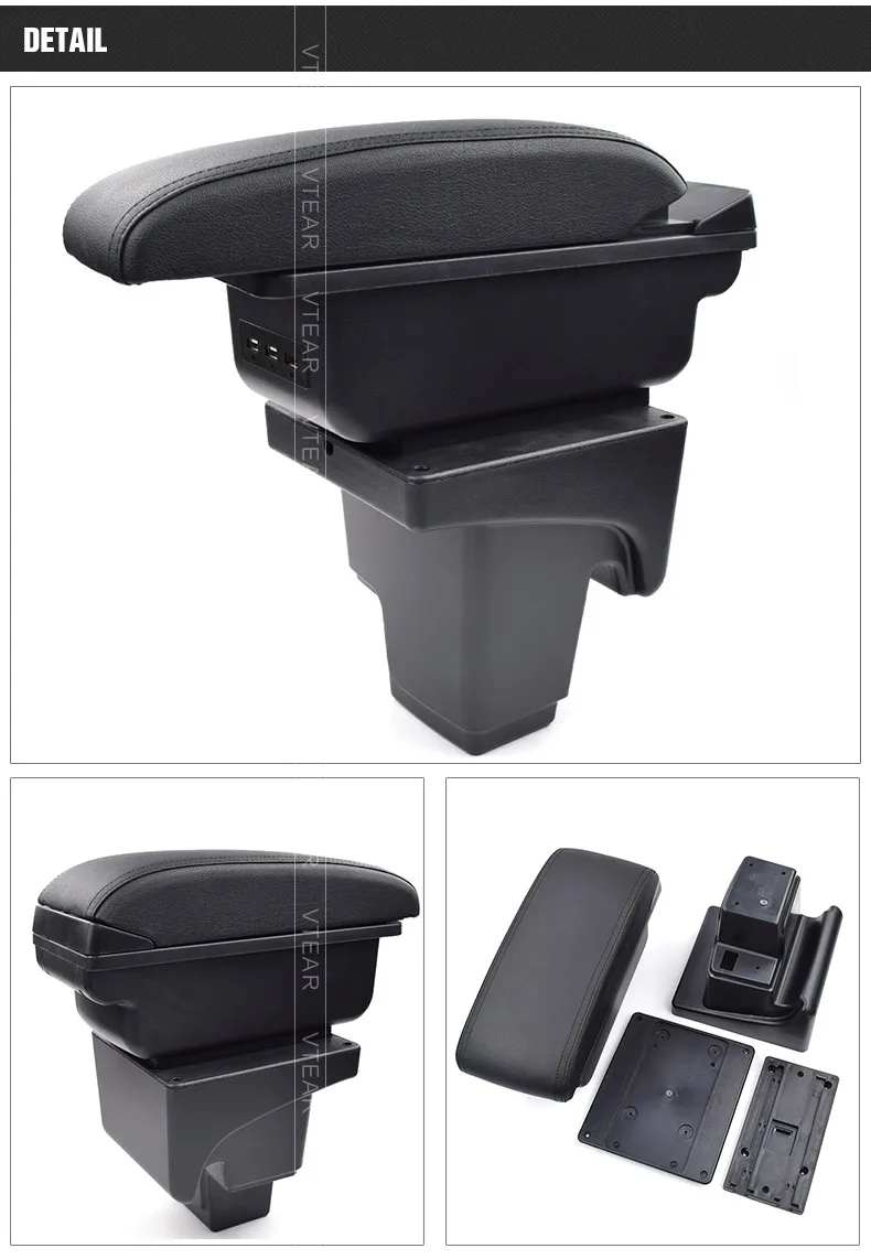 Vtear For Ford Focus 3 Mk3 Armrest Box Usb Charging Interface Heighten ...