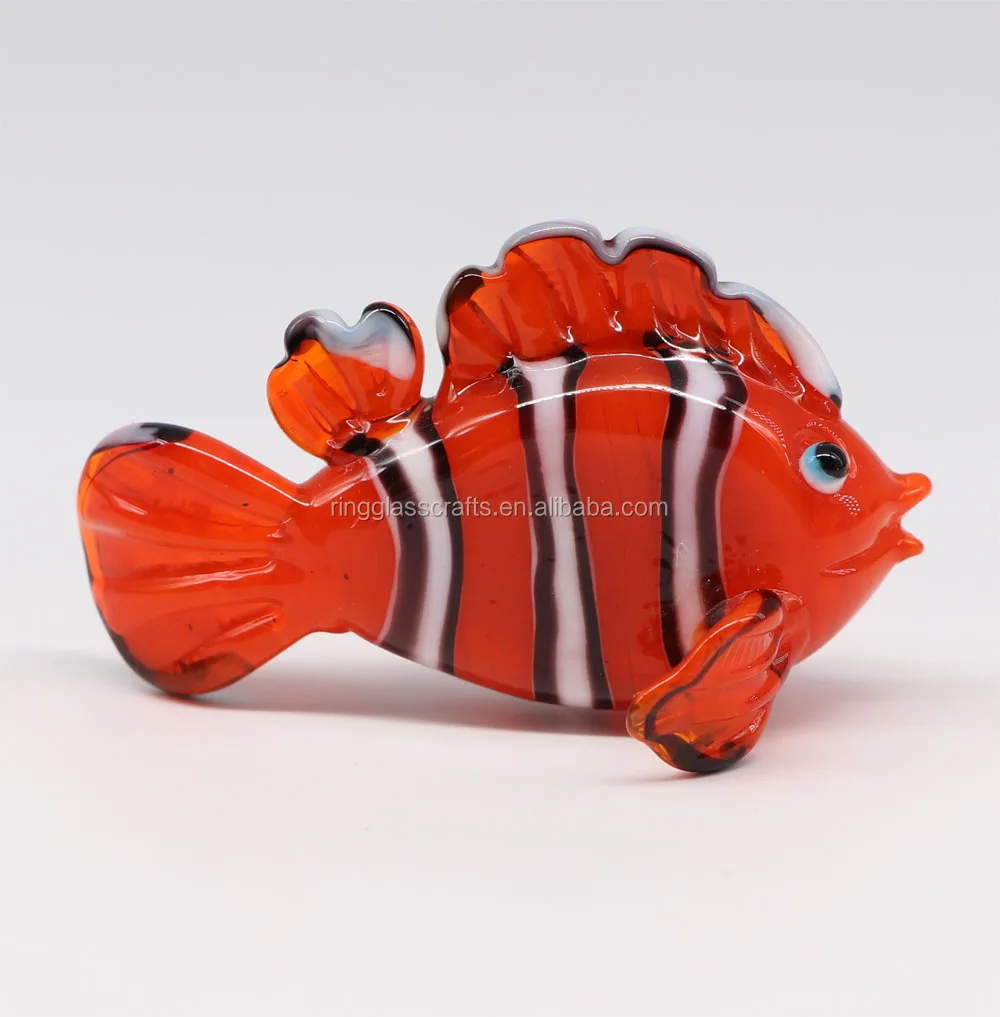 Clownfish Red Glass Figure Coral Fish s Glass Figure Fish Red Glass Art ...