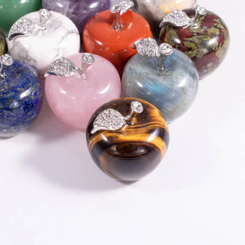 Natural Crystal Apple Crafts Decorative Hand-carved Crystal Stone Apple ...