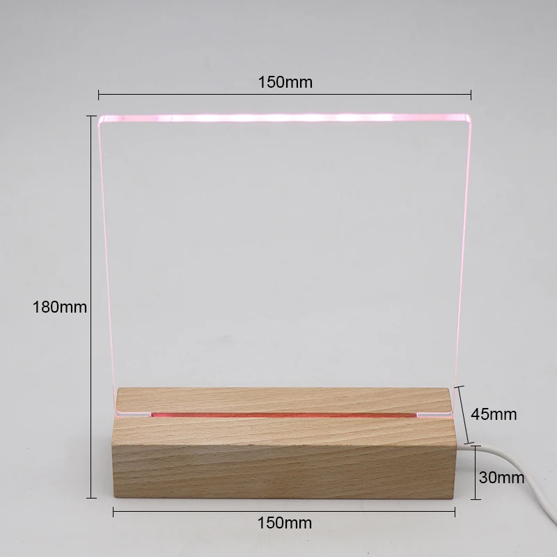 Diy Acrylic Lamp Rectangle Led Wood Base With Acrylic Night Light Blank ...