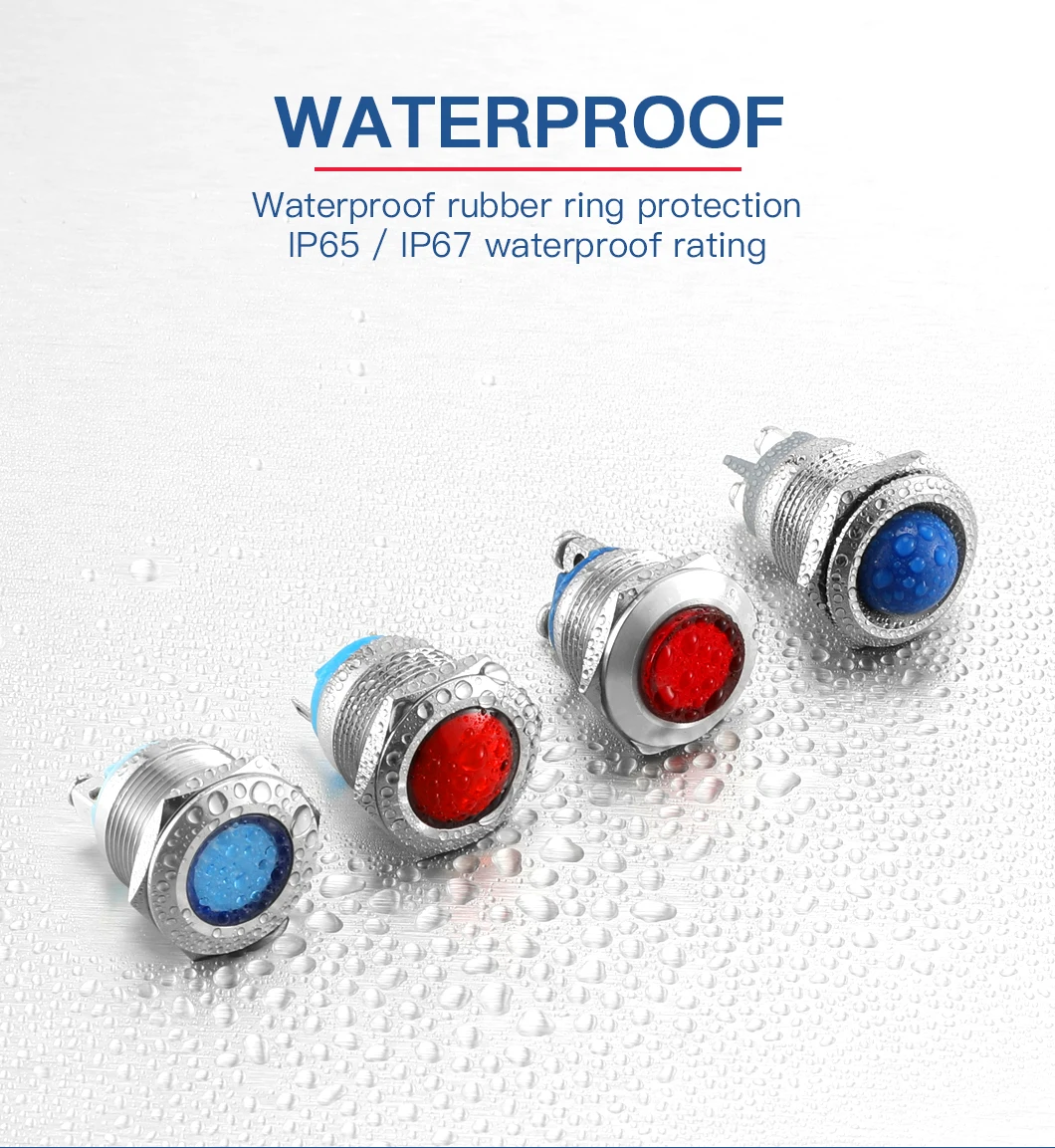 5mm 3 Color Metal LED Indicator Light - Waterproof & Durable