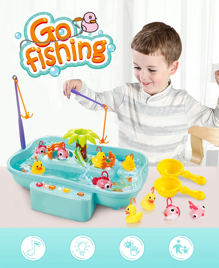 Kids Plastic Educational Fishing Match Water Play Baby Fishing Toys ...