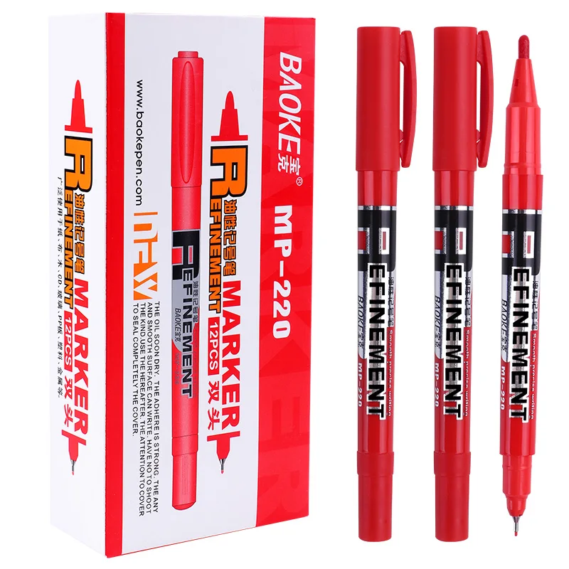Double Sided Permanent Marker Red Color Pens Set Fine Tip Marker - Buy ...
