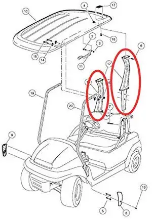 Asm-rear Canopy Support Kit for Club Car Precedent Golf Carts