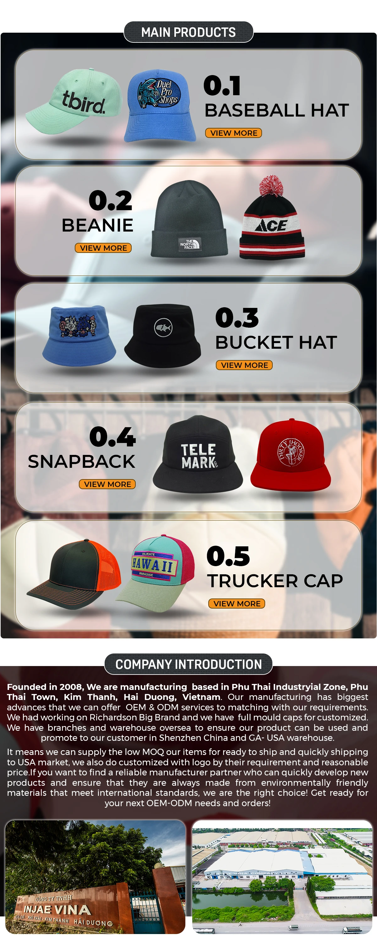 INJAE VINA CO., LTD - Sport Caps, Golf Caps