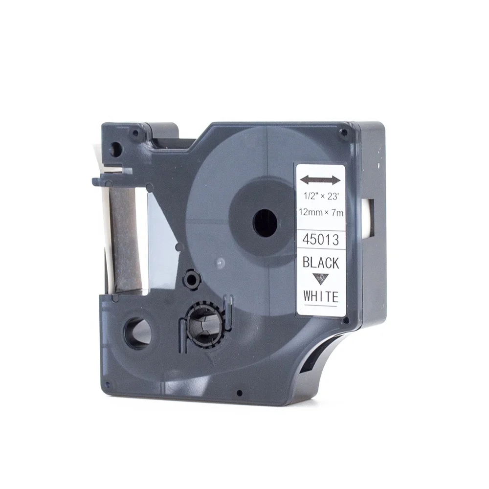 Tatrix 45013 12mm Black on White Label Tape Cartridge for DYMO ...