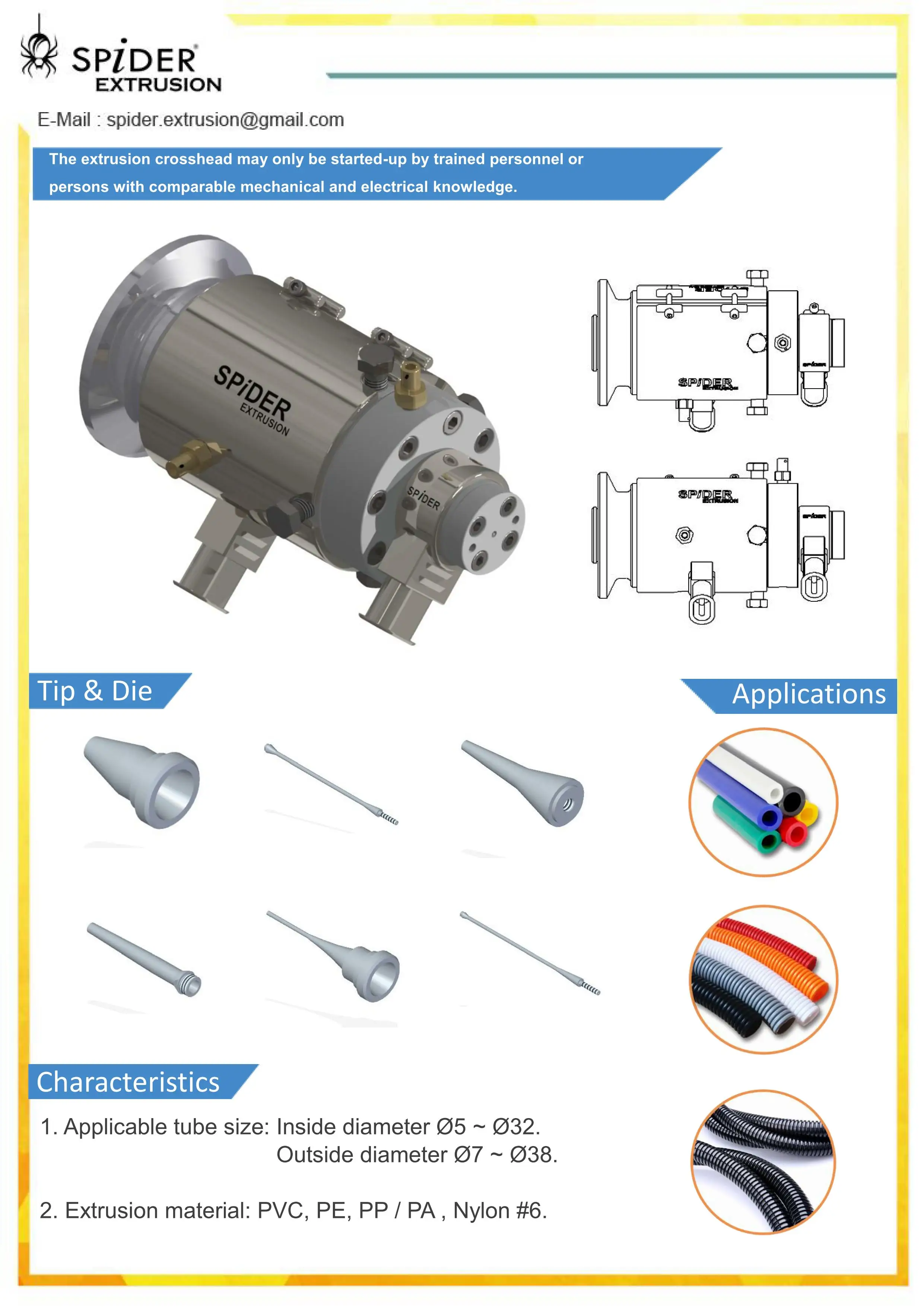 38mm Diameter Double Layer Die Head for Plastic Rubber Pipe Extrusion