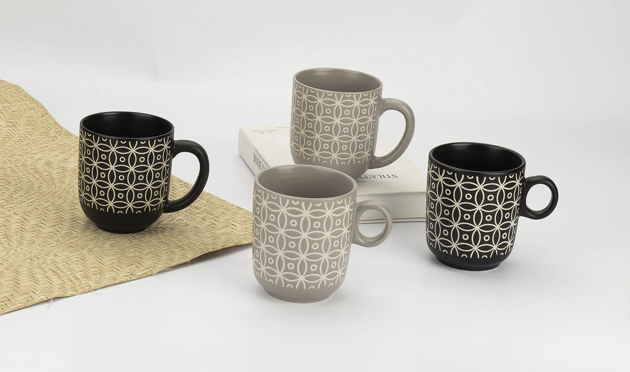 Circular Mug Set Series Coffee Tea Stoneware Mug With Saucer Custom ...