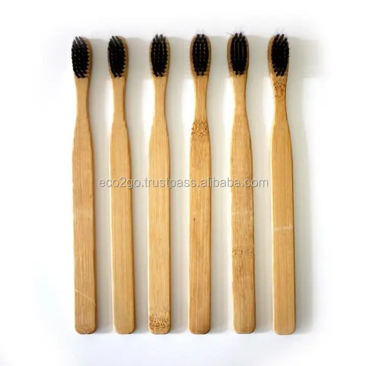 Bamboo Toothbrush Curved Handle for Better Grips for Kids/ Bamboo ...