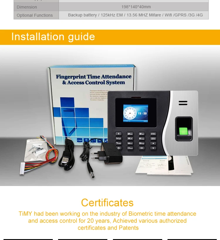 TM20 TCP/IP Employee Recording Device - Biometric Fingerprint