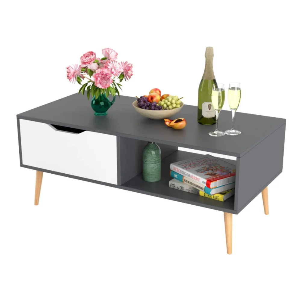 Modern Simple Mdf Wood New Design Tea Coffee Center Table With Drawer ...