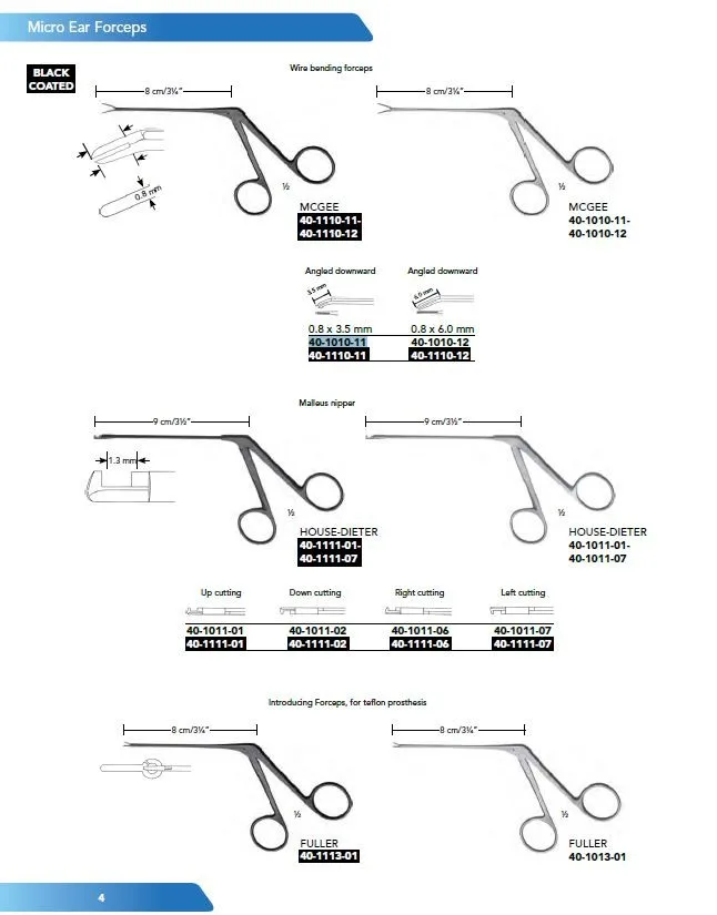 Wire Bending Forceps Micro Ear Forceps,Angled Downward 3.5mm Black Coated - E.n.t Instruments ...