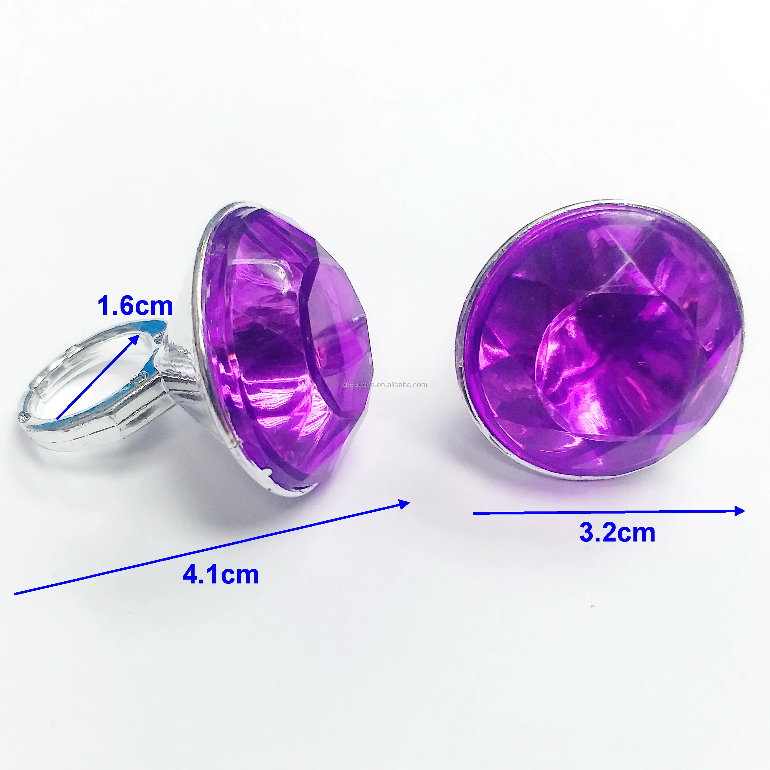 Plastic Purple Diamond Girl Rings Toy Princess Birthday Party Favor ...