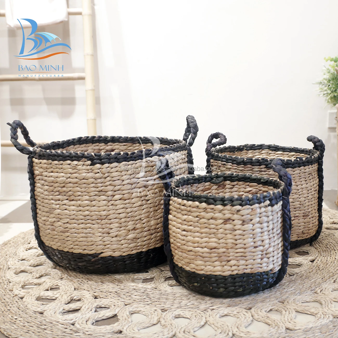 Eco-friendly Large Water Hyacinth Storage Basket With Cute Animal Ears ...
