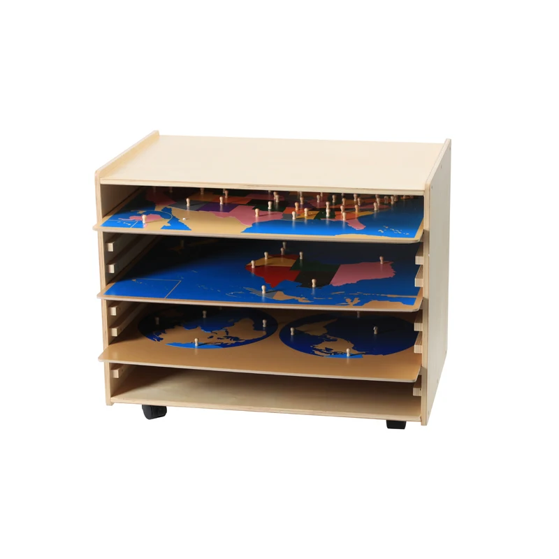 Montessori Puzzles Maps with Cabinet G004 - Educational Toys