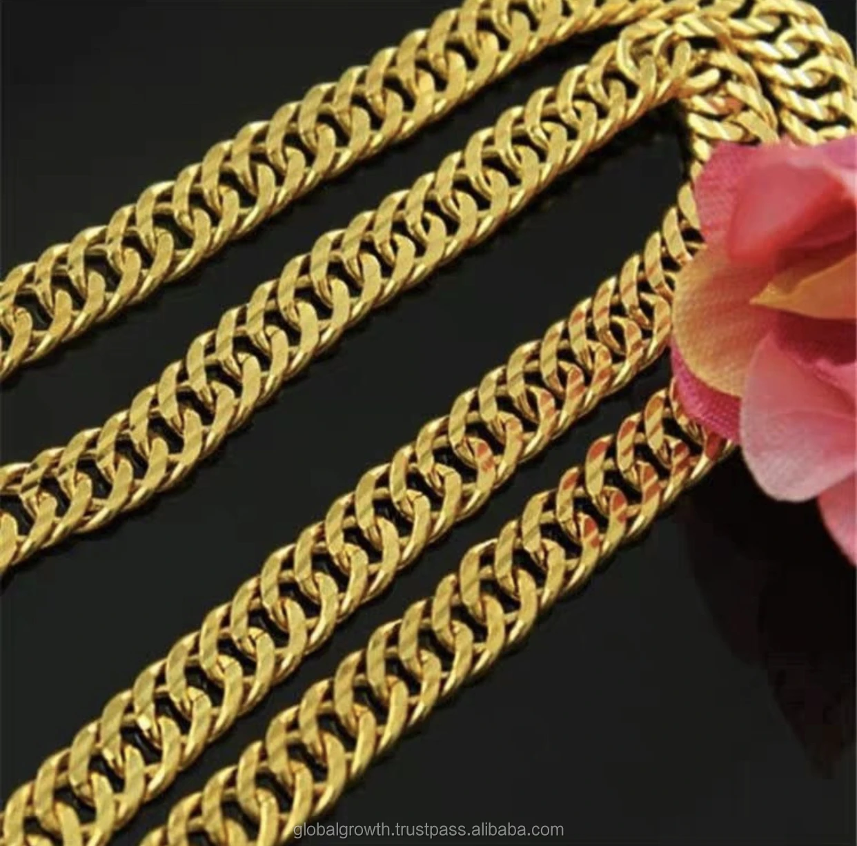 Double Link Curb Chains In Solid Gold 14k 18k 24k (custom Width ...