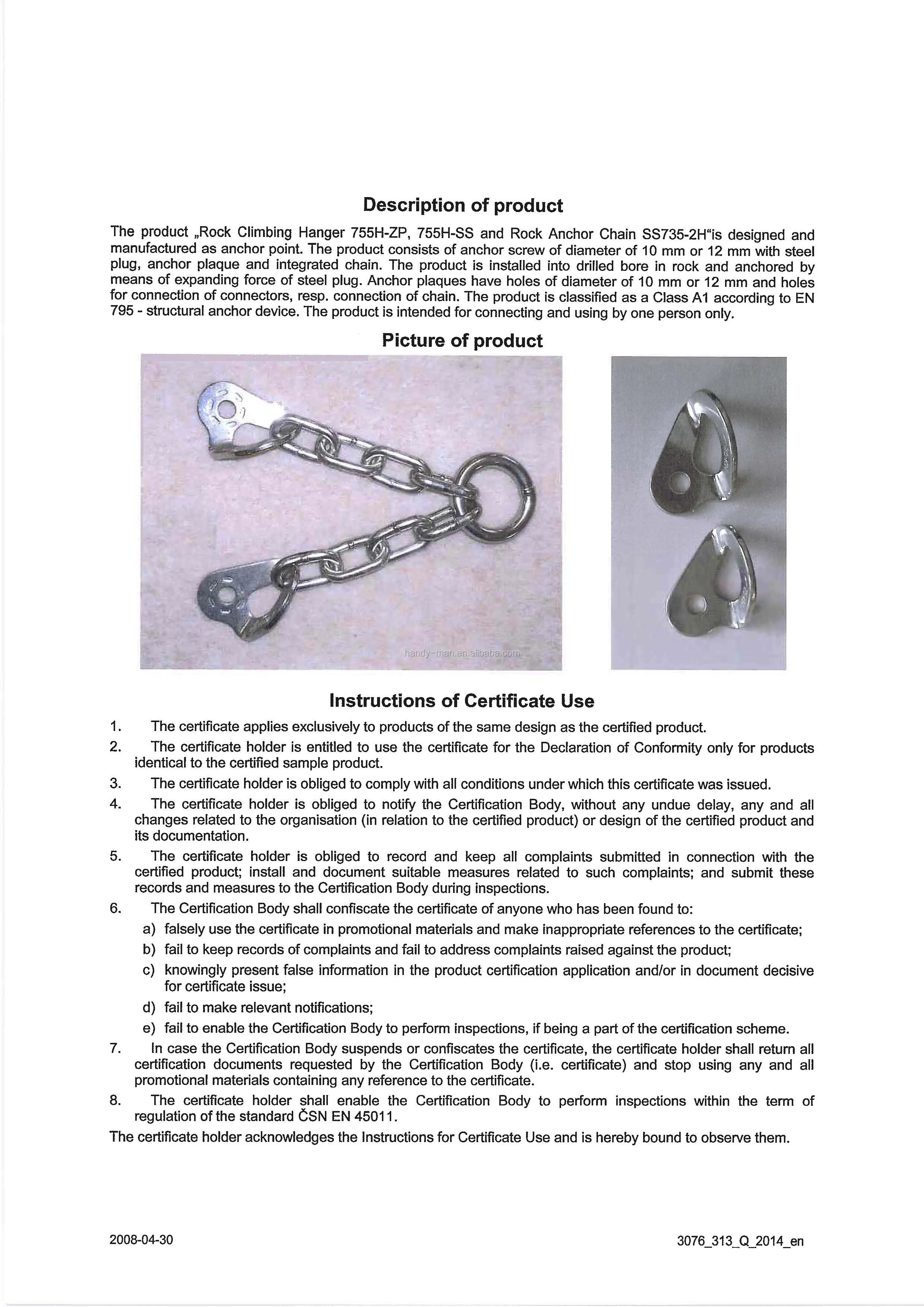 CE Certified Stainless Steel Anchor - Rock Climbing Bolt Hanger