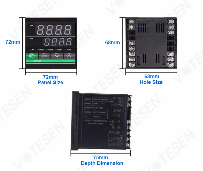High Precision Digital Intelligent Ch702 Pid Temperature Controller 72*72mm - Buy Relay Output ...