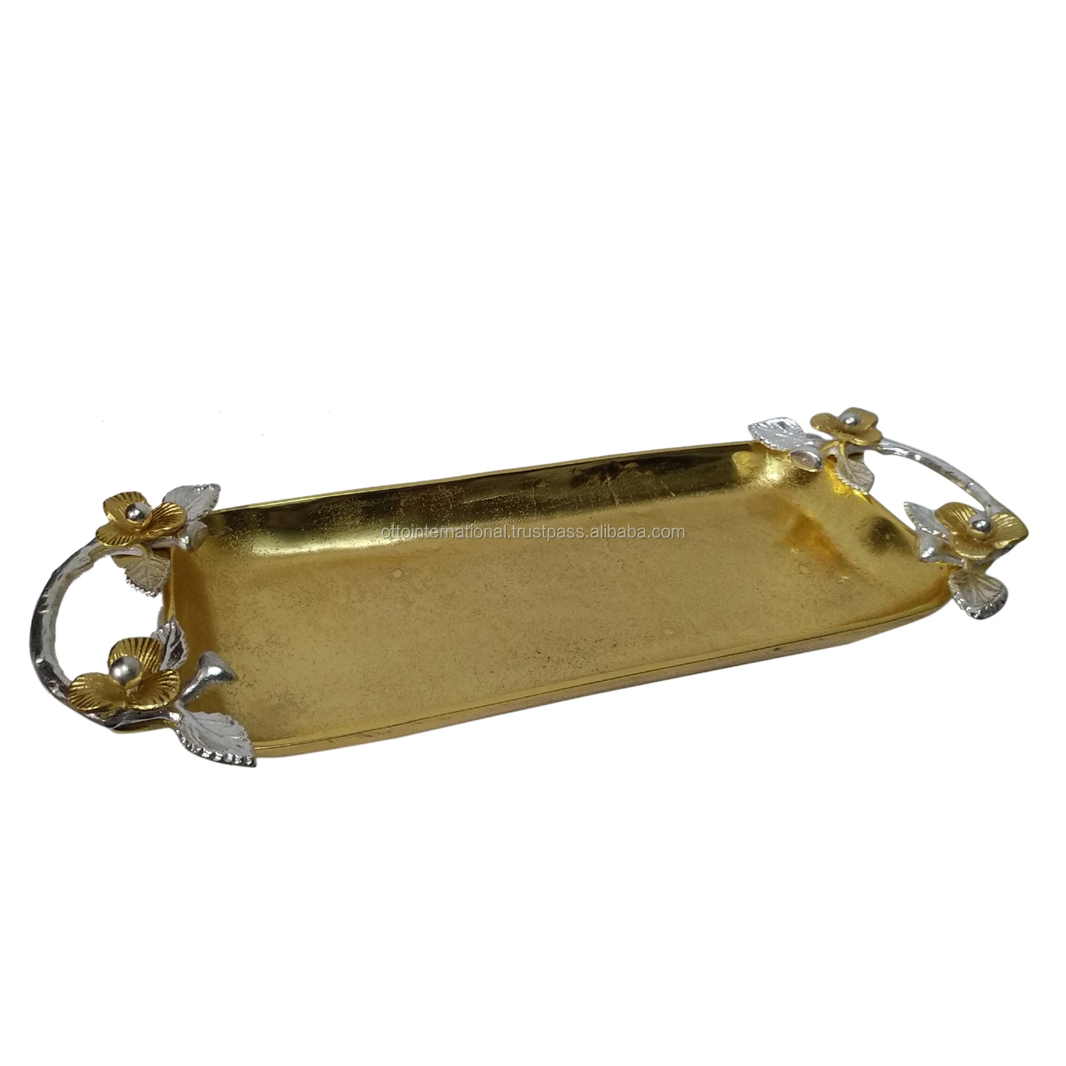 Brass Gold Rectangular Tray With Handle - Buy Brass Gold Rectangular ...