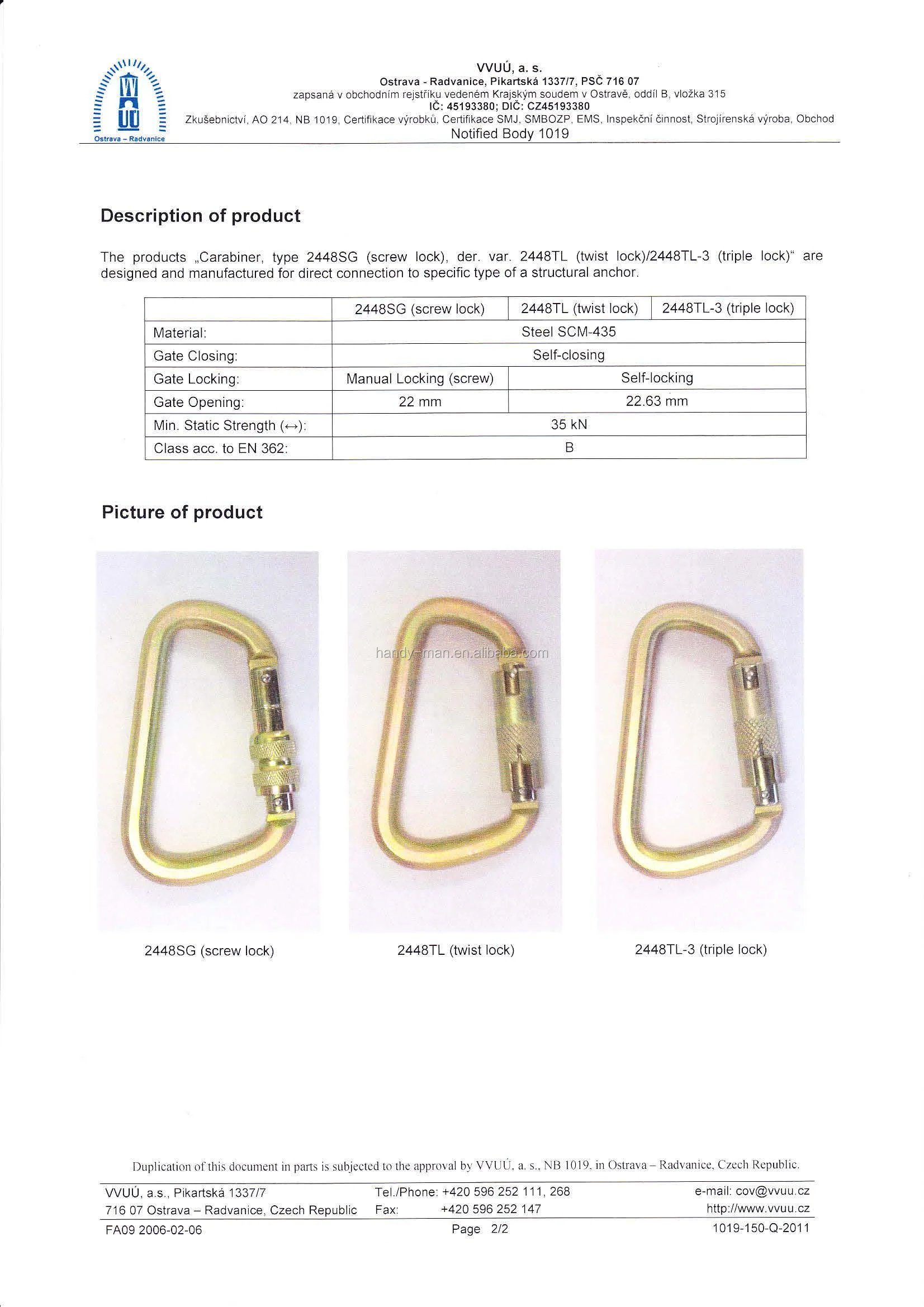 CE Certified Aluminum Autolock Mountaineering Carabiner