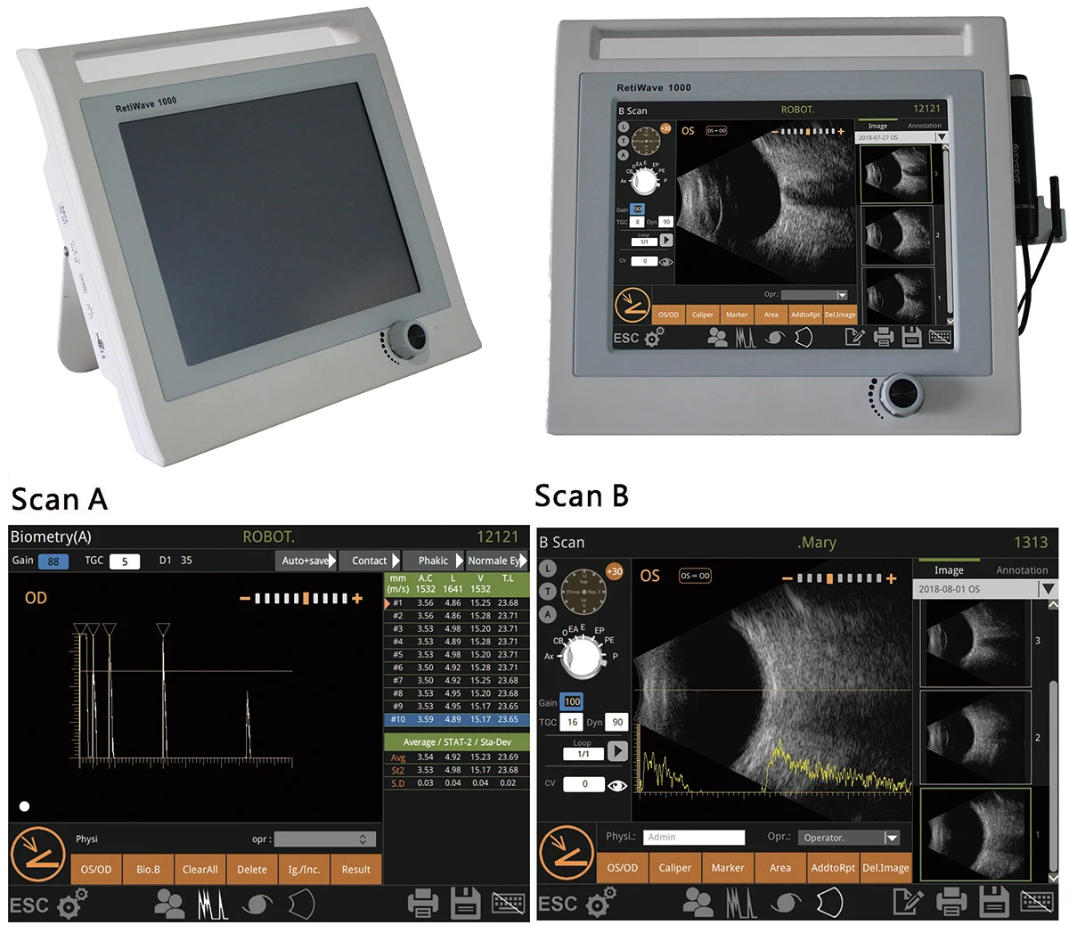 Retiwave-1000 Ophthalmic Ultrasound for Biometry Eye Tests