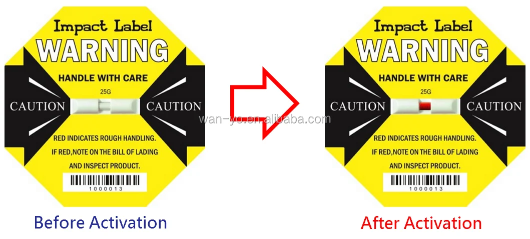 Impact Label /sticker Shock Indicator for Packing & Shipping