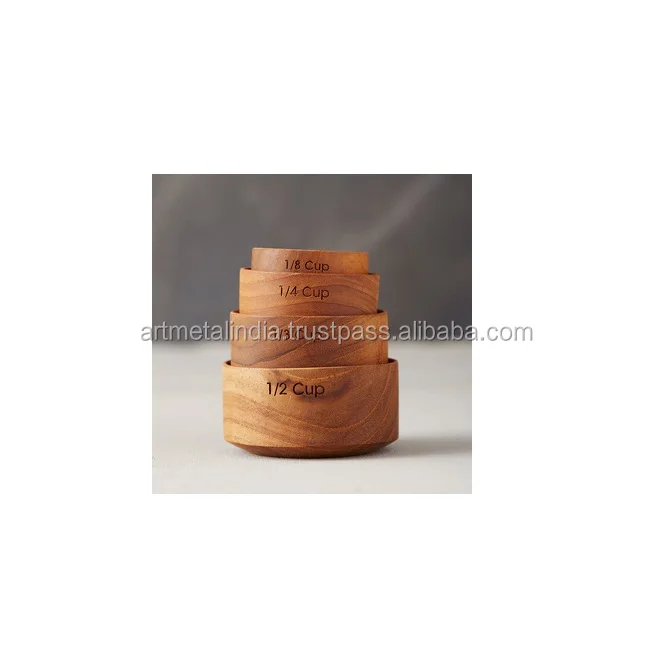 Wood Measuring Cup Handmade Handicraft Craft Wood Measuring Cups Tools ...