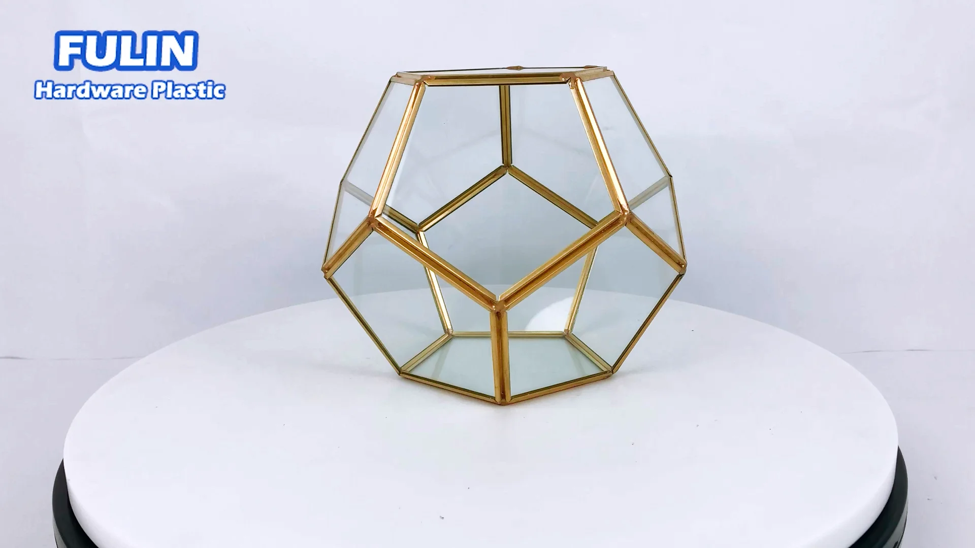 Geometric Glass Surface Plant Pot Stand Indoor Pentagon Plant Terrarium ...