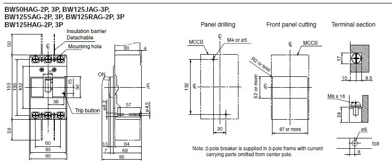 Quick Shipping BW125JAG 3P 100A Component Magnetic FUJI Circuit Breaker