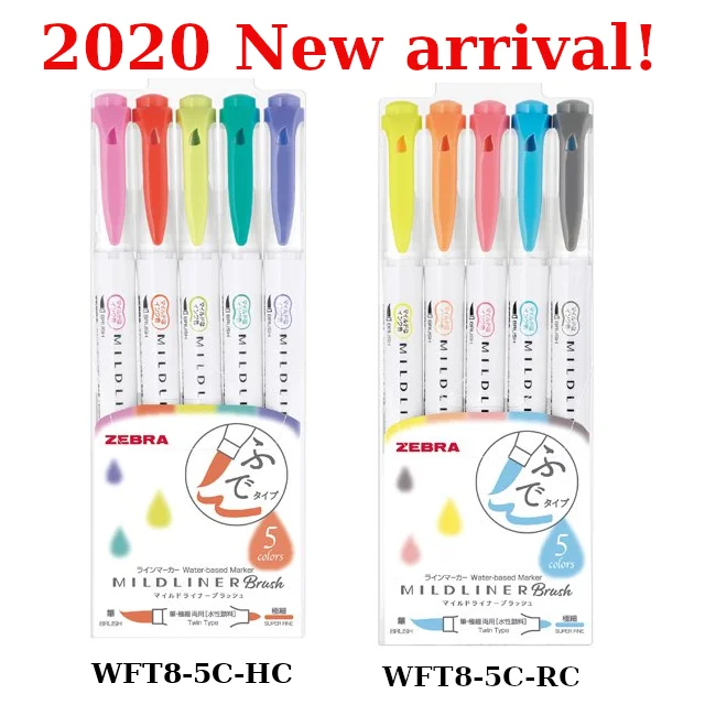 "2020 New Color Arrival" Zebra Highlighter Mildliner Brush Wft8 5 Colors Set Made In Japan - Buy ...