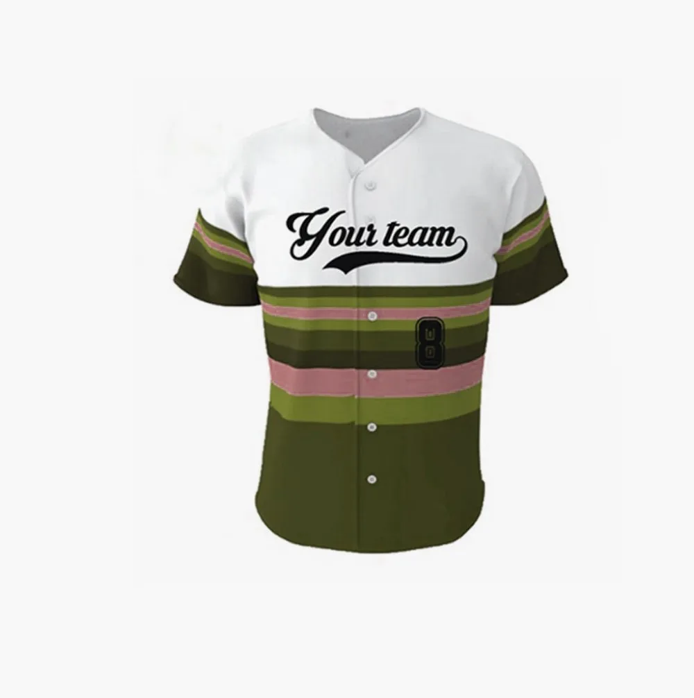 New Custom Baseball Jersey Full-button Shirt Active Sportswear Embroidered Team Name And Numbers ...